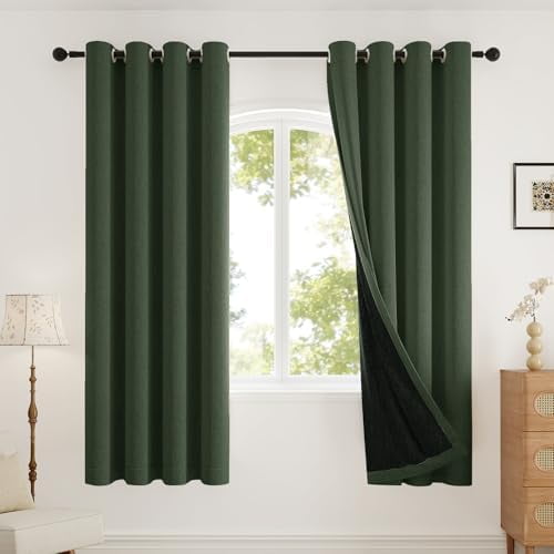 100% Blackout Curtains for Bedroom, Thermal Insulated Curtains 63 Inch ...