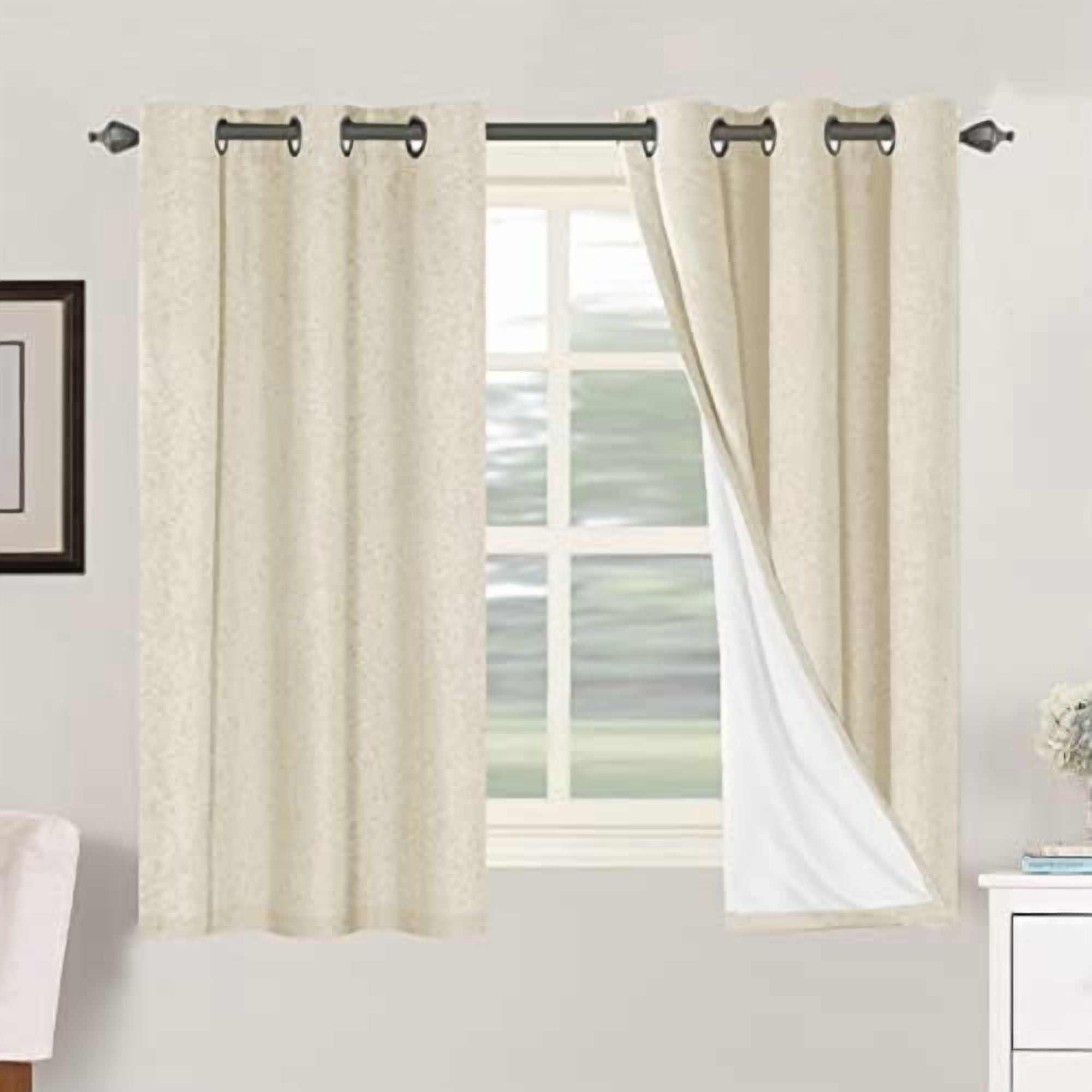 100% Blackout Curtains for Bedroom Thermal Insulated Linen Textured ...