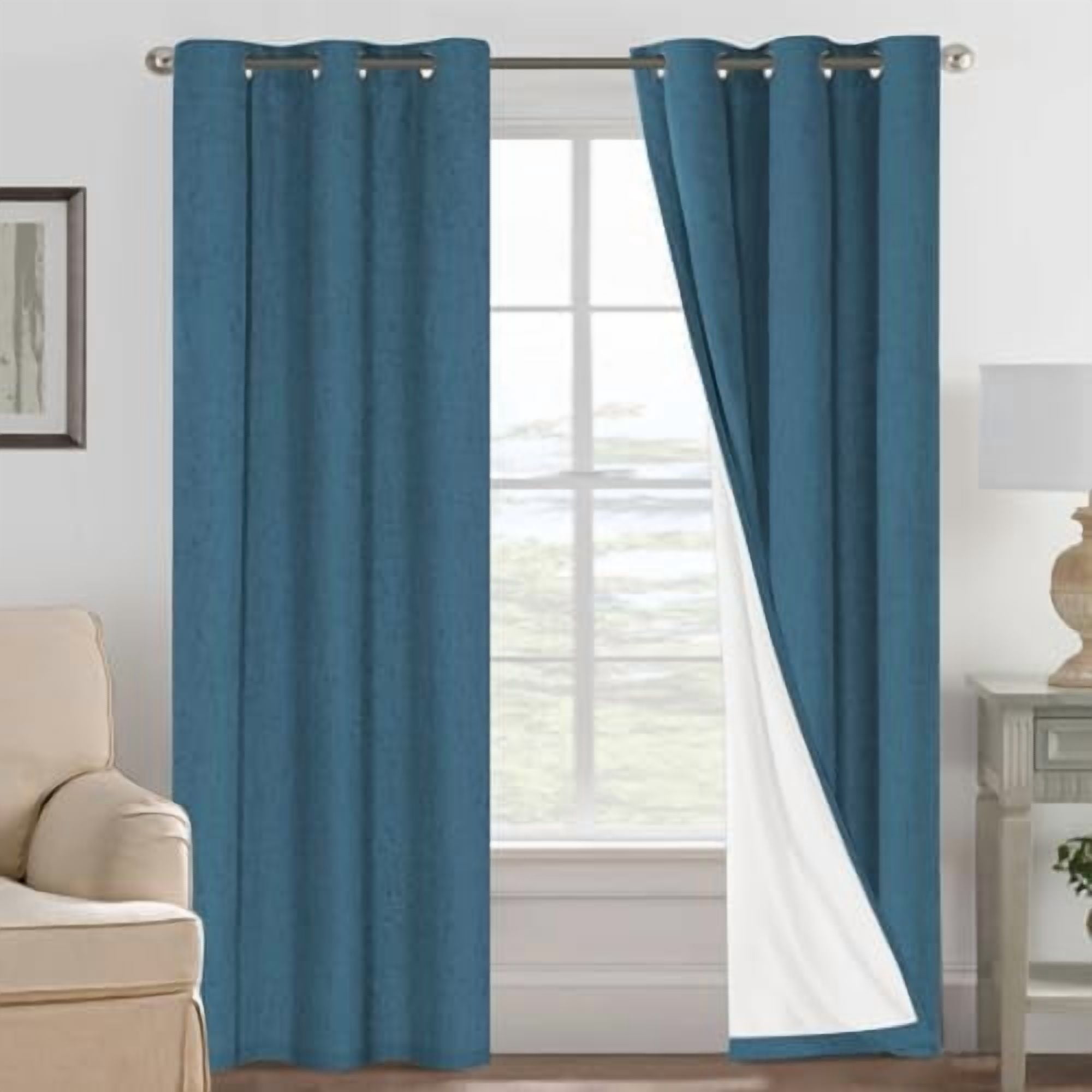 100% Blackout Curtains for Bedroom Thermal Insulated Linen Textured ...