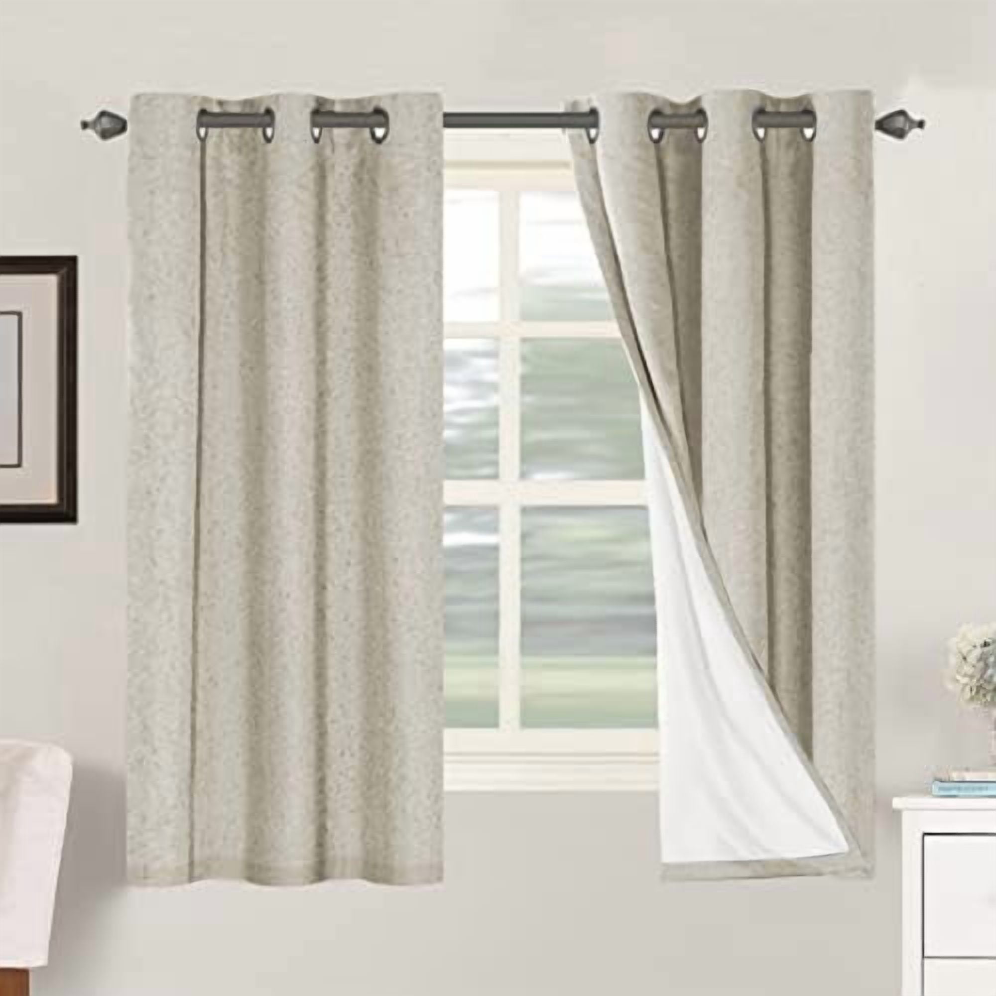 100% Blackout Curtains for Bedroom Thermal Insulated Linen Textured ...