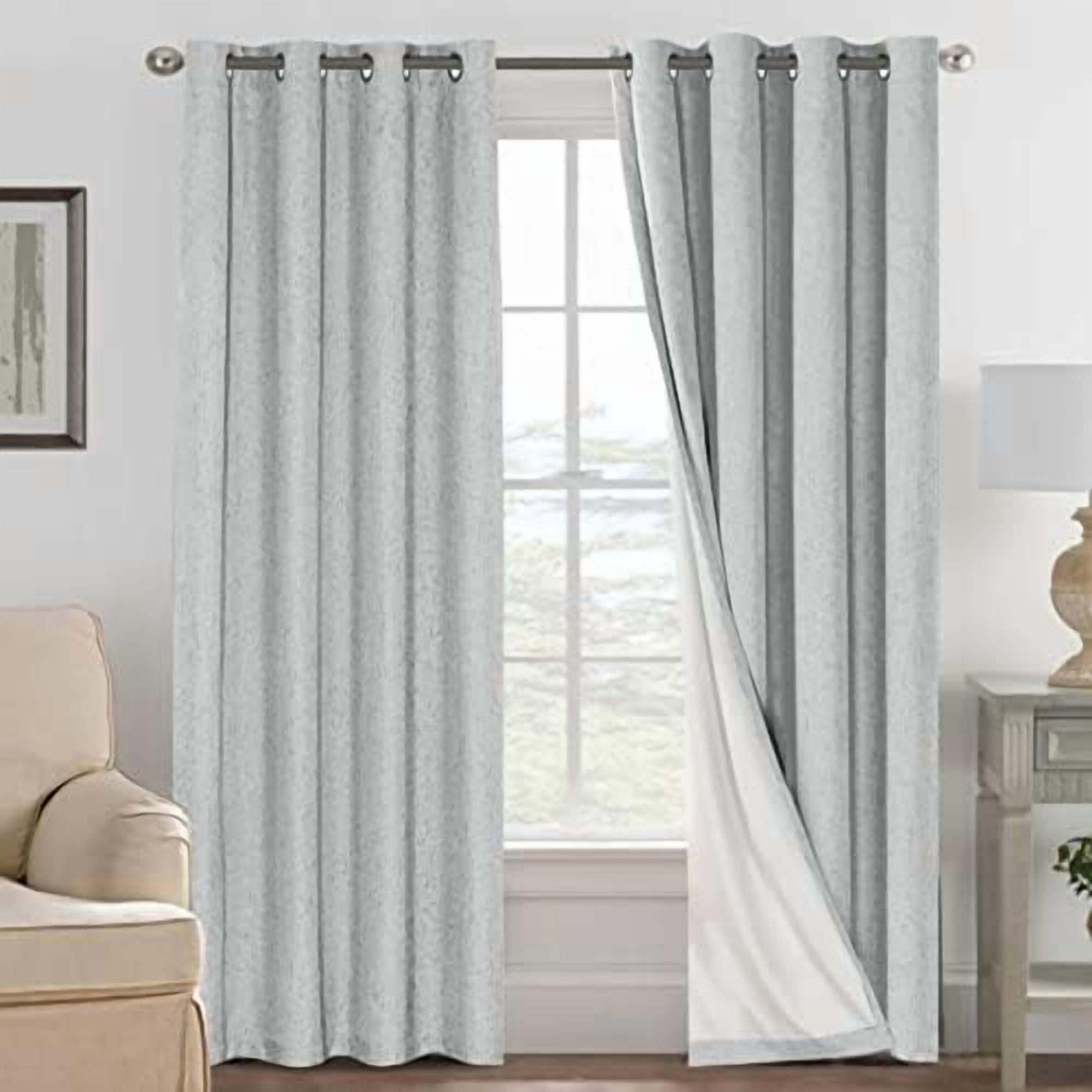 100% Blackout Curtains for Bedroom Thermal Insulated Linen Textured ...