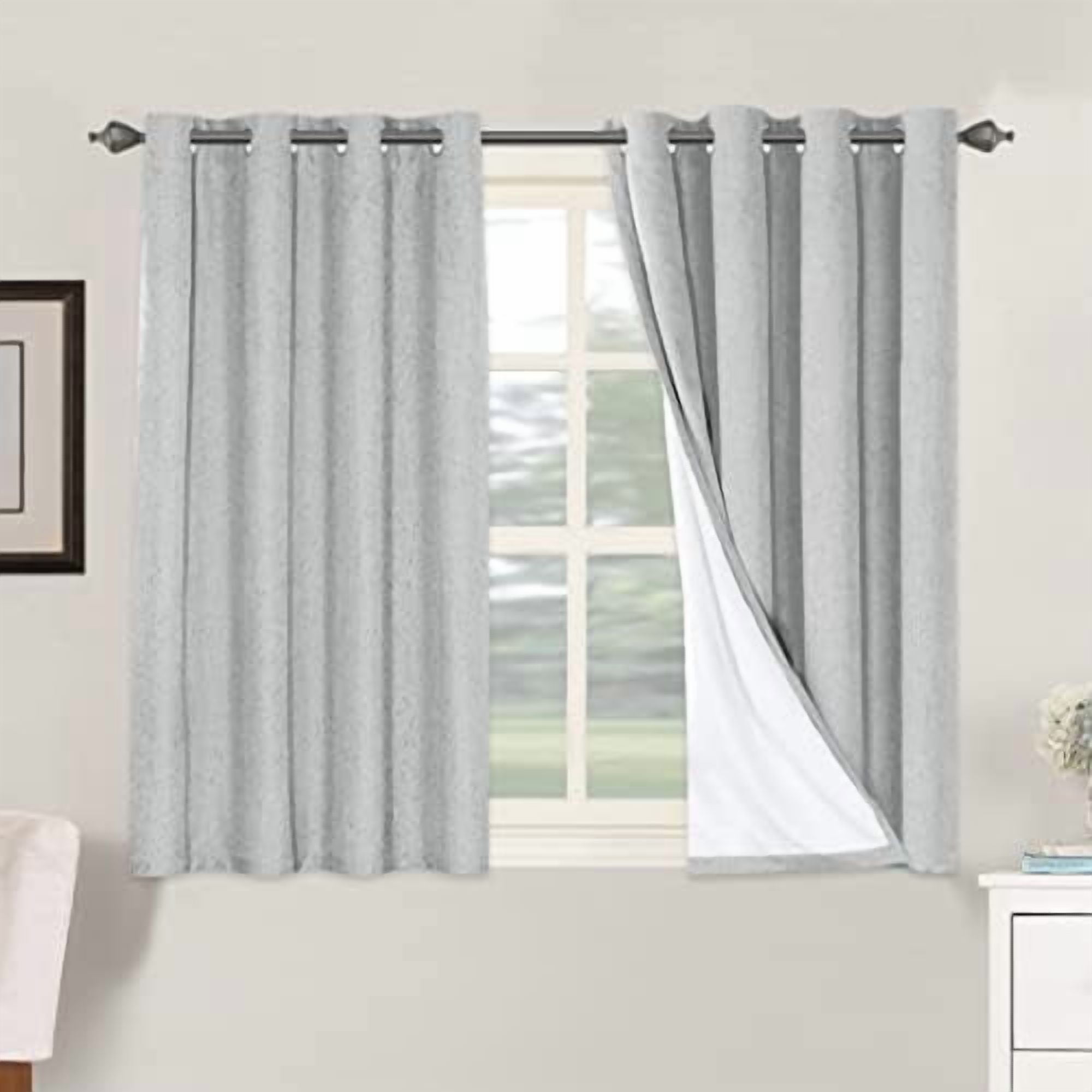 100% Blackout Curtains for Bedroom Thermal Insulated Linen Textured ...