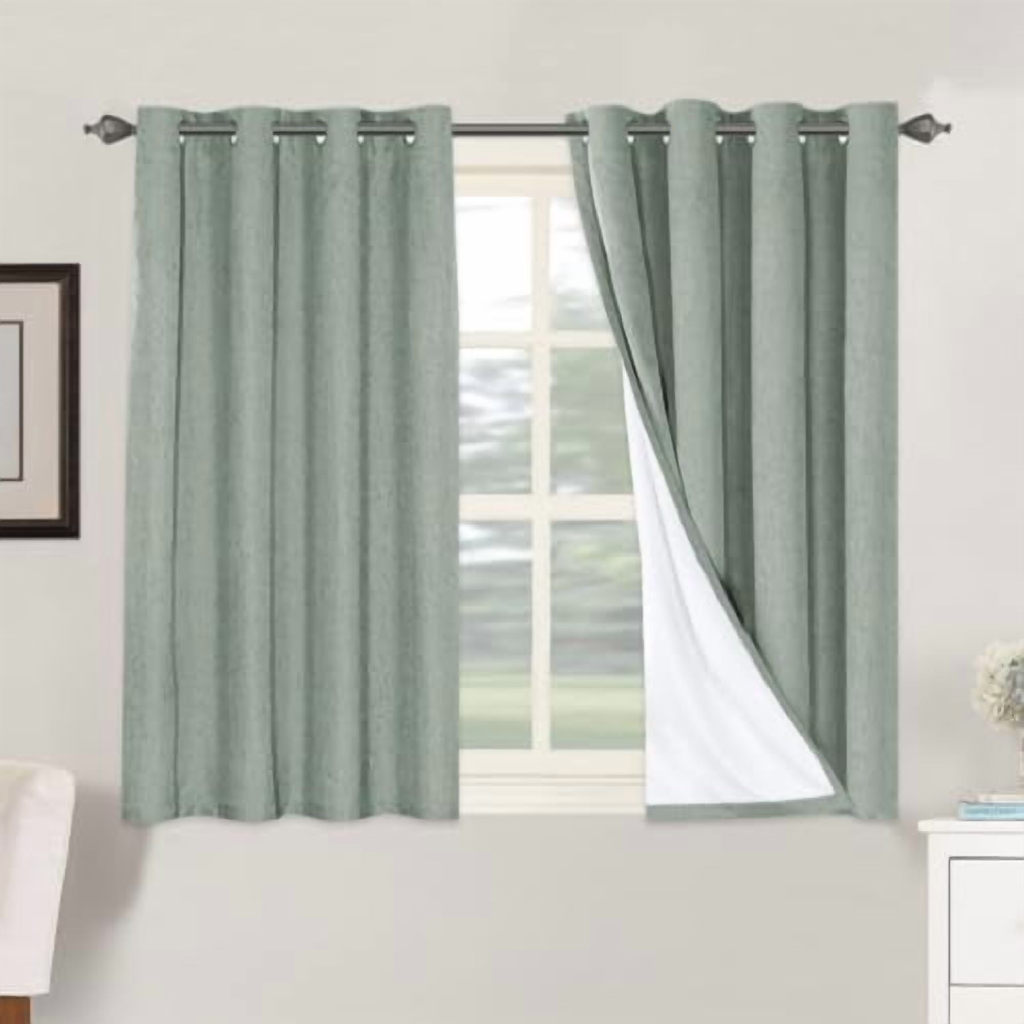 100% Blackout Curtains for Bedroom Thermal Insulated Linen Textured ...