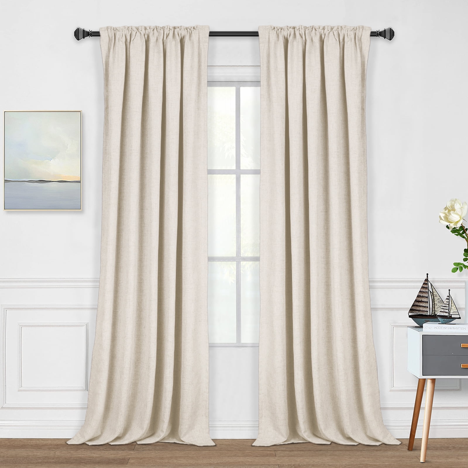 100% Blocking Drapery, Blackout Curtains for Living Room Bedroom, Rod ...