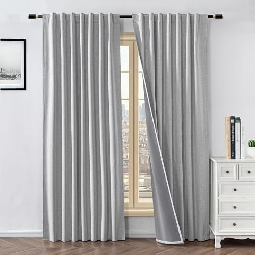 100% Blackout Curtains for Living Room, 96 Inch Curtains 2 Panel Set ...