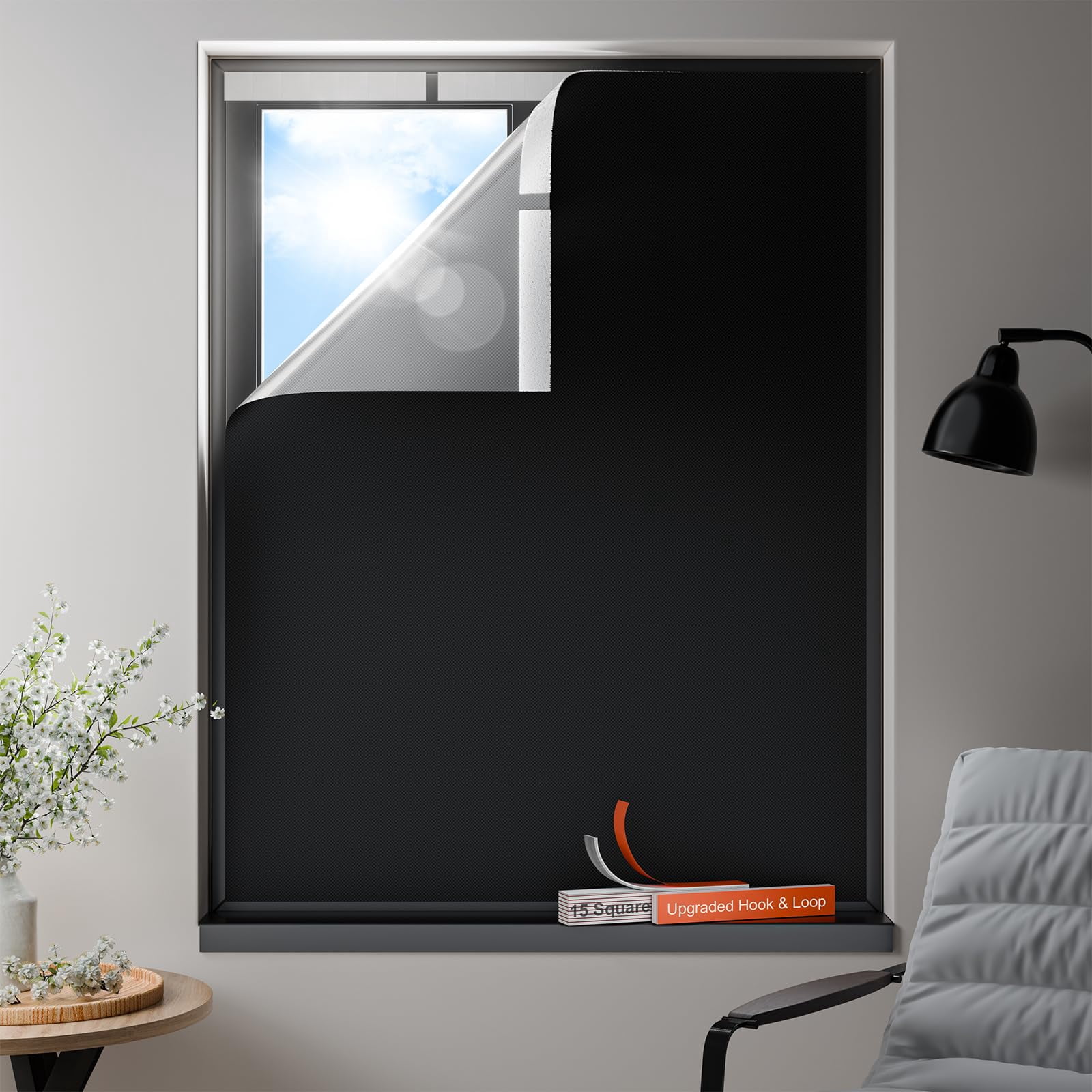 100% Blackout Curtains, Portable No Drill Window Shades, DIY Blackout ...