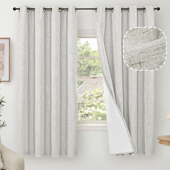 100% Blackout Curtains for Bedroom, 63 Inch Length, 2 Thermal Insulated ...