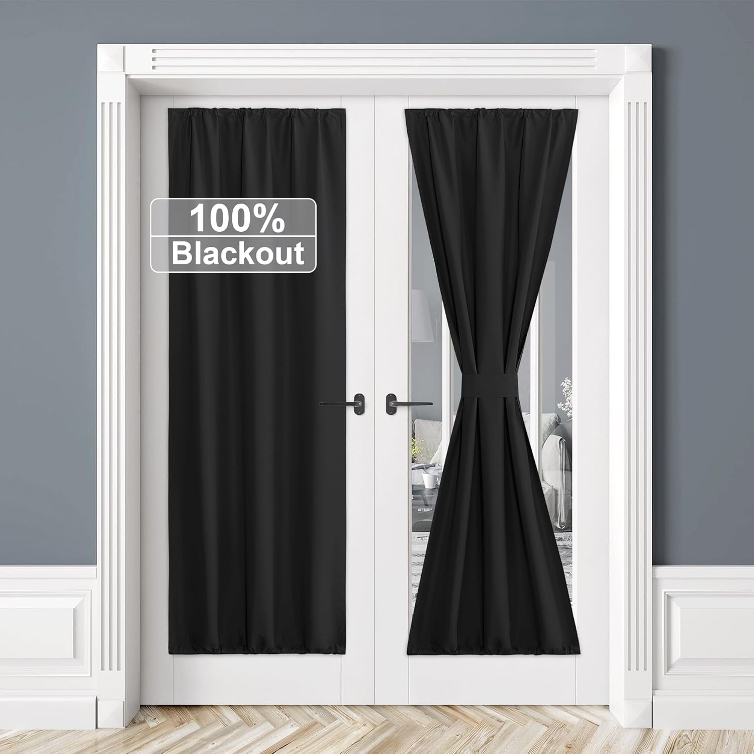 100% Blackout Door Curtain Lightweight Portable Privacy Window Curtains ...