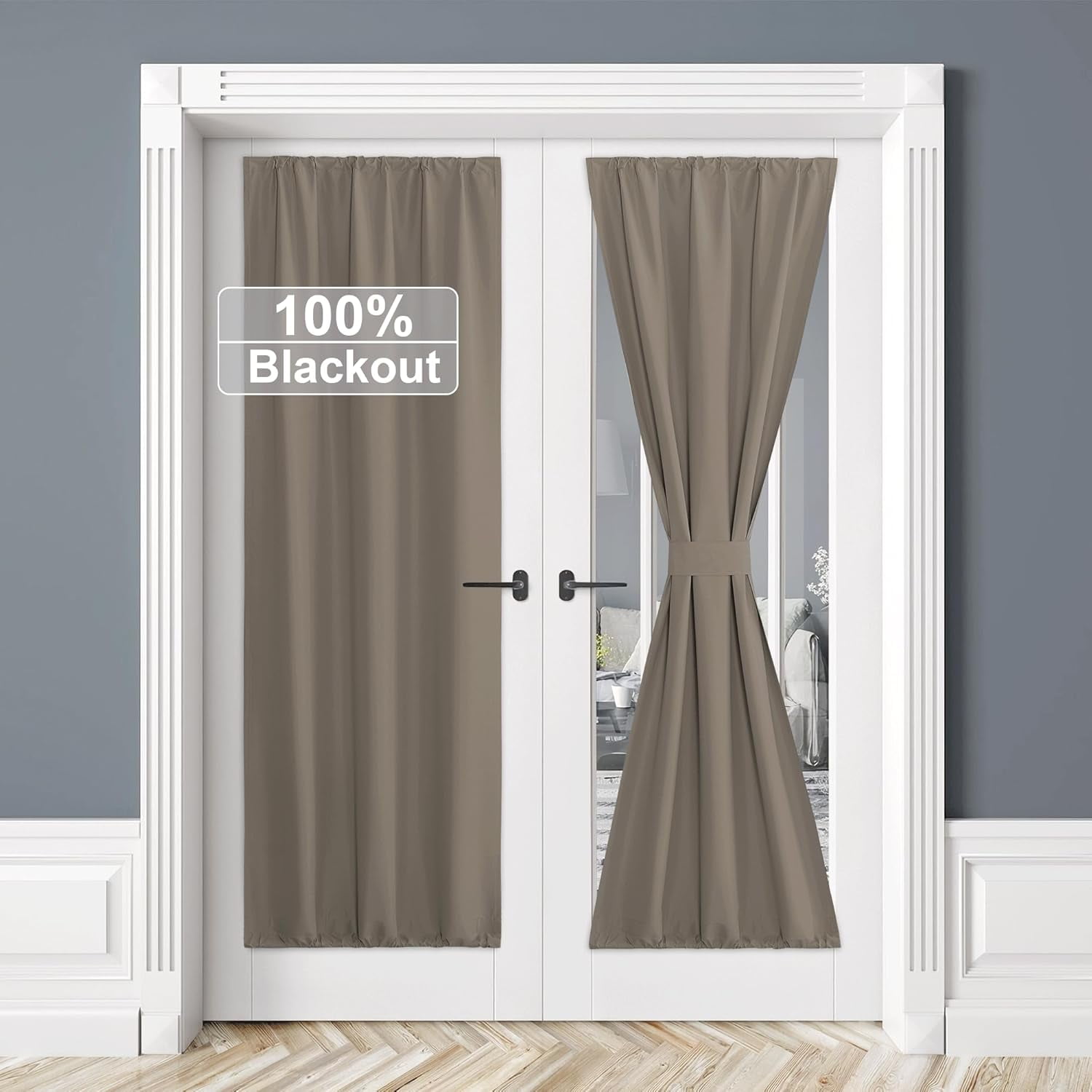 100% Blackout Door Curtain Lightweight Portable Privacy Window Curtains ...