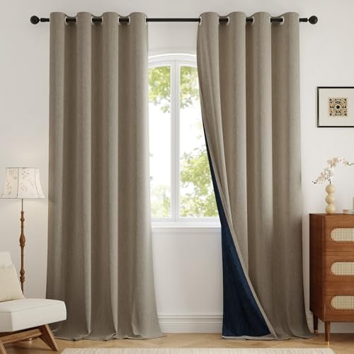 100% Blackout Extra Long Curtains 120 inch Length 2 Panels for Living ...