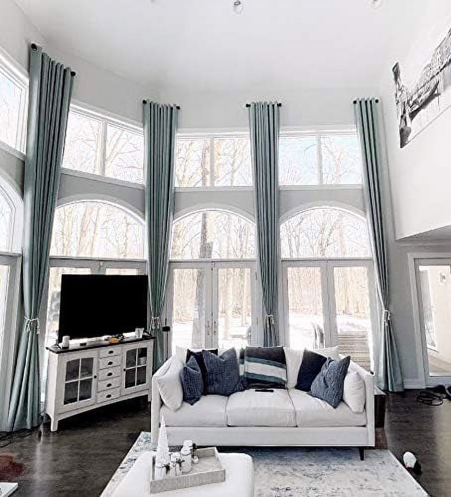 100% Blackout Extra Long Linen Curtain (1 Panel). Thick Thermal ...