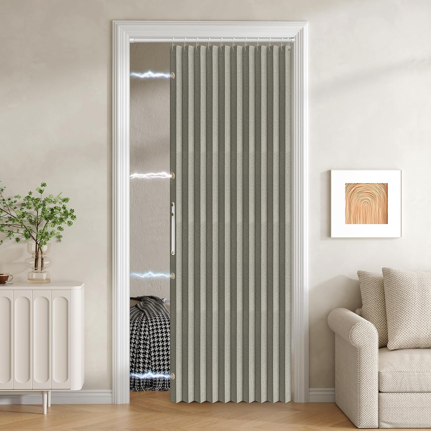 100% Blackout Fabric Folding Door Curtain with Magnetic Closure ...