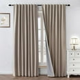 100% Blackout Faux Linen Curtains 108 Inch Length 2 Panels - Thermal ...