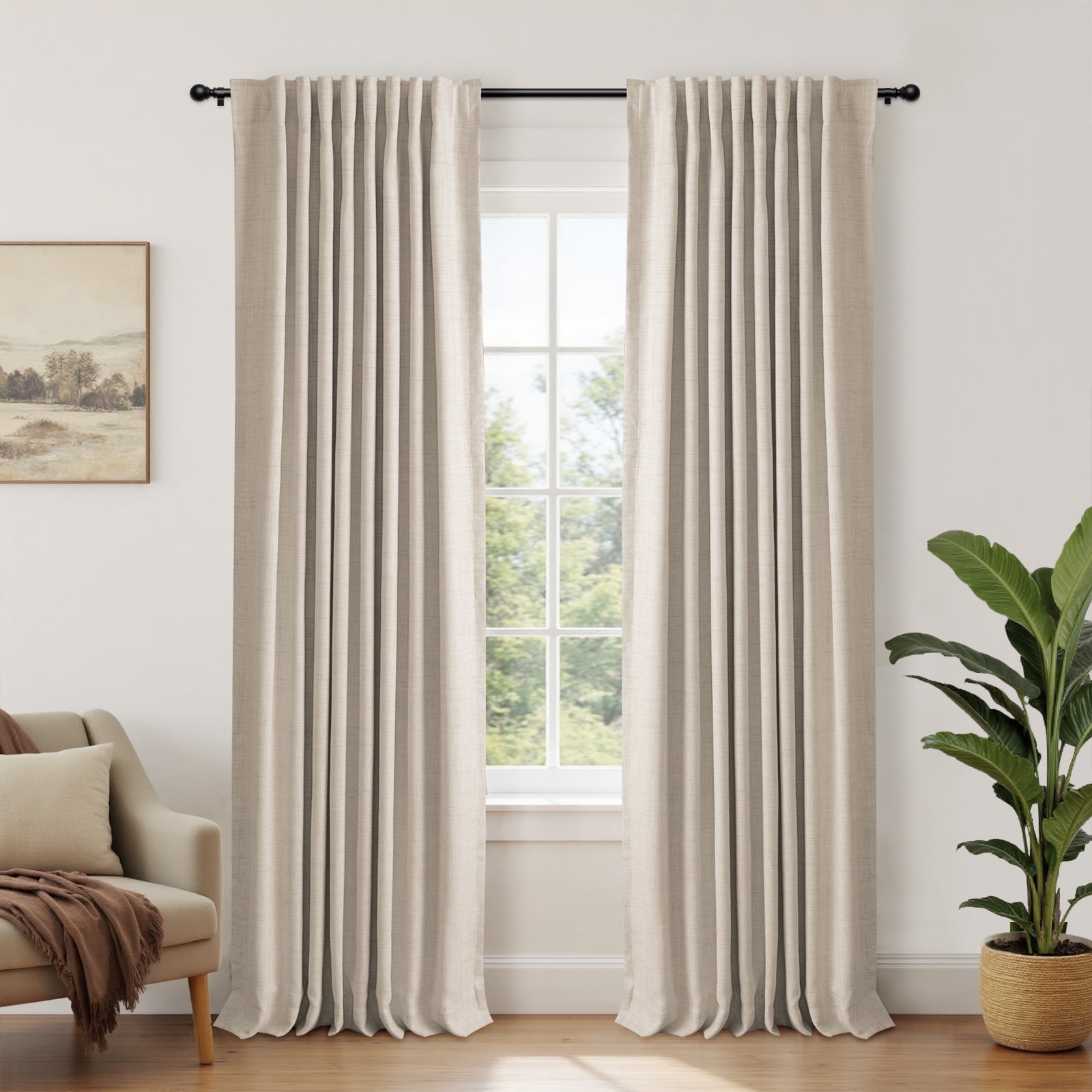 100% Blackout Curtains for Bedroom,Set of 2 Panels,84inch Length Faux ...