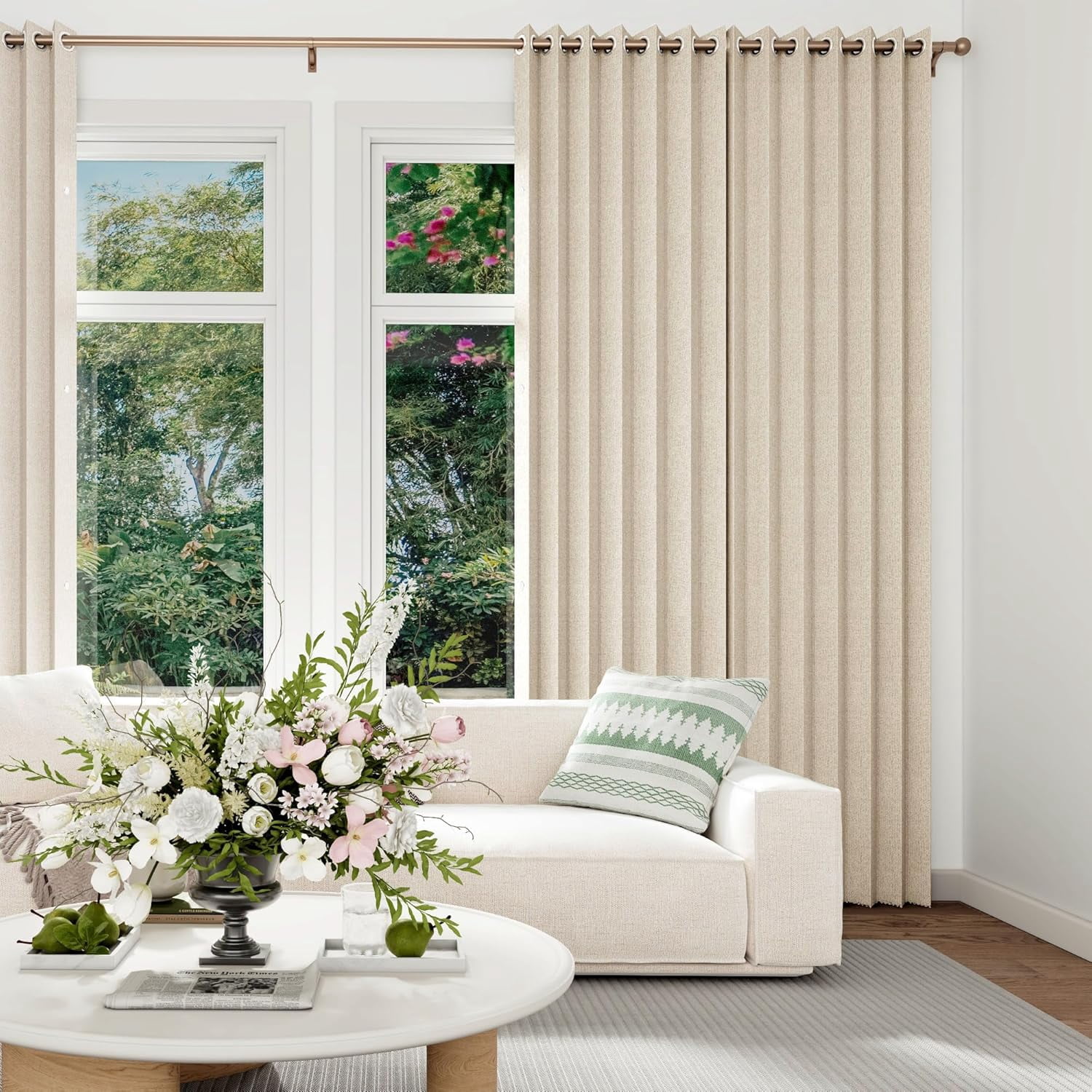 100% Blackout Faux Linen Pinch Pleated Curtain for Meeting Room or ...