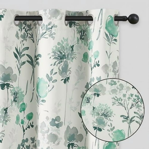 100% Blackout Floral Curtains 84 Inches Long for Bedroom, Living Room ...