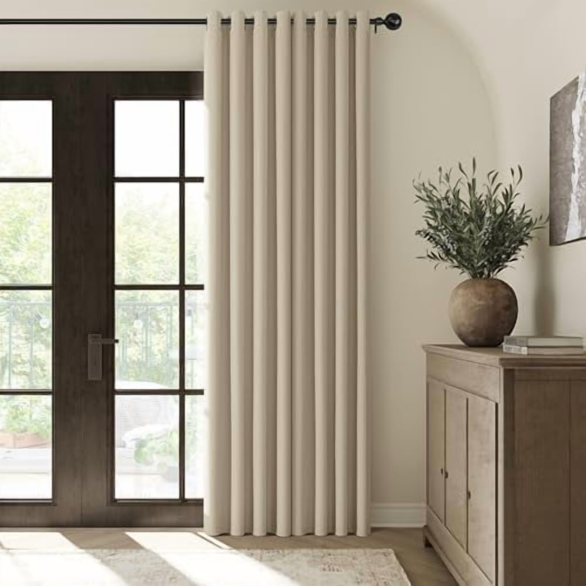 100% Blackout Linen Curtains, 2 Panels Set Thermal Insulated Room ...