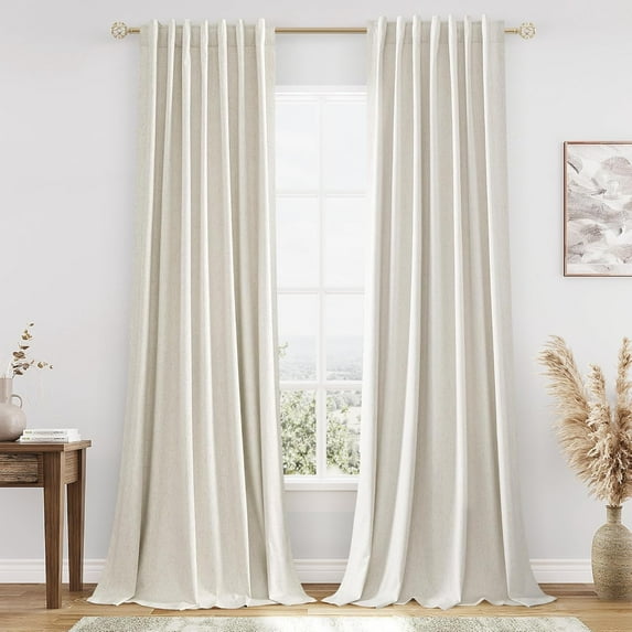 100% Blackout Linen Curtains 40 Inch Wide by 54 Inch 2 Panels Set for ...