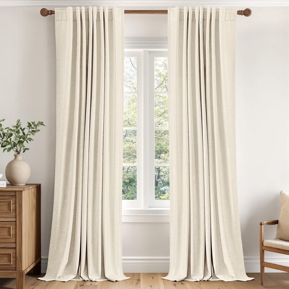 100% Blackout Linen Curtains for Bedroom 108 inches Long, Thermal ...