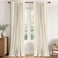 100% Blackout Linen Curtains for Bedroom 96 inches Long, Thermal ...