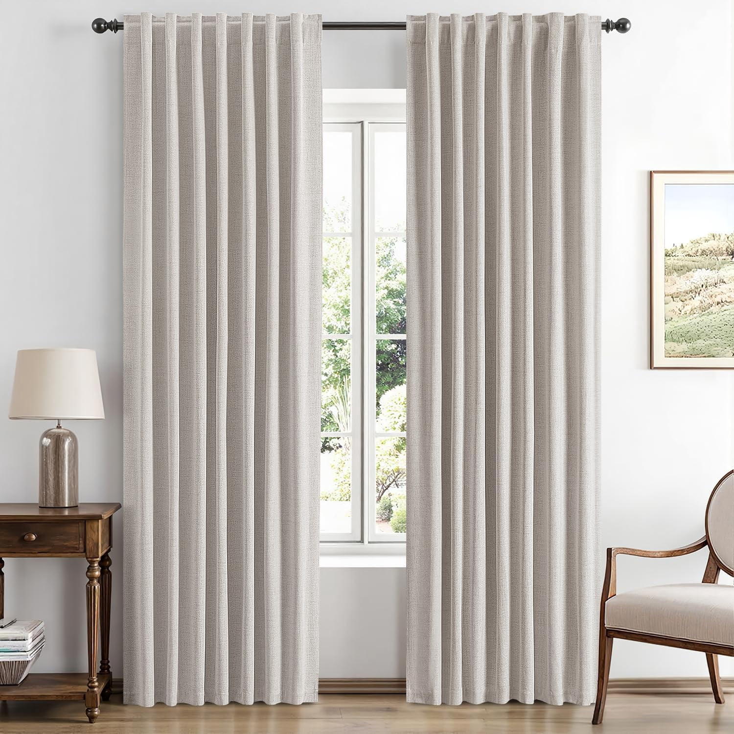100% Blackout Linen Curtains for Bedroom, Iory Solid Luxury Decor ...