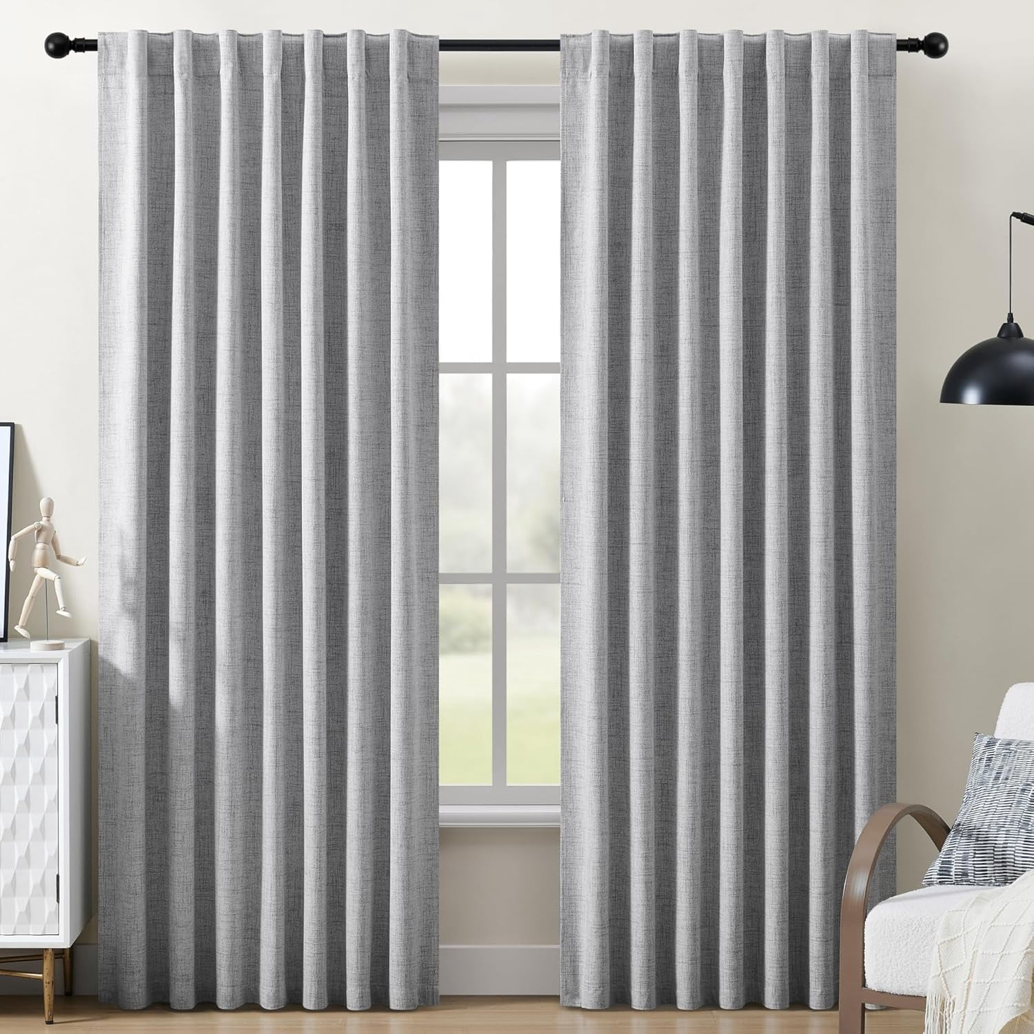 100% Blackout Linen Curtains for Bedroom Thermal Insulated Linen ...