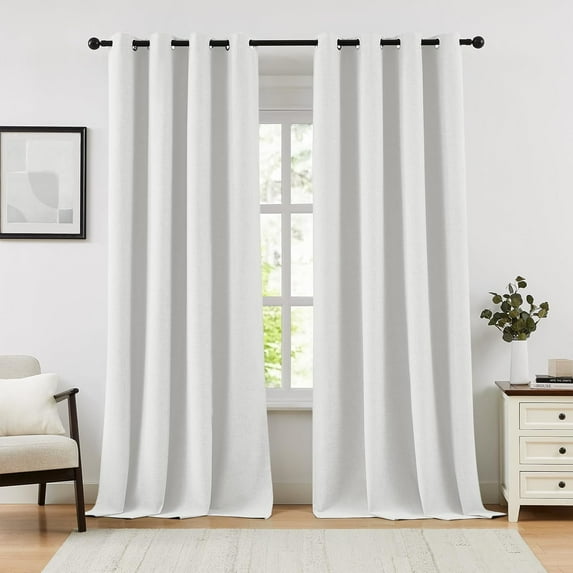 100% Blackout Linen Curtains for Bedroom,White Blackout Curtains 84 ...