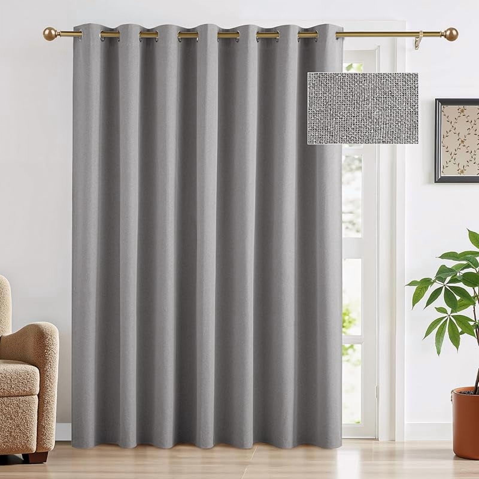 100% Blackout Linen Curtains for Sliding Glass Doors, Extra Wide ...