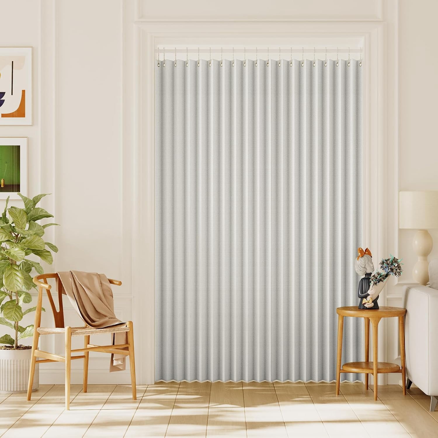 100% Blackout Linen Door Curtain Accordion Door Curtain for Doorway ...