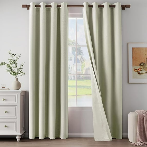 100% Blackout Linen Textured Curtains 84 Inch Length 2 Panels Set for ...