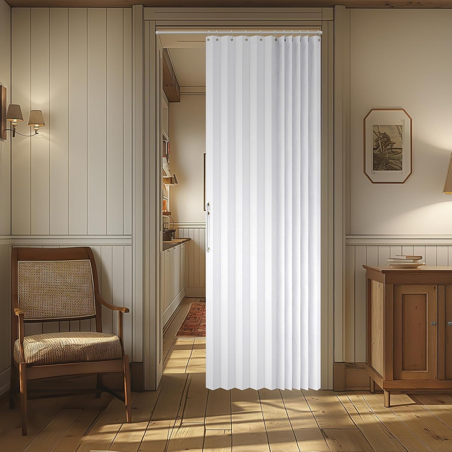 100% Blackout Magnetic Door Curtain Accordion Door Closet Door Curtain ...