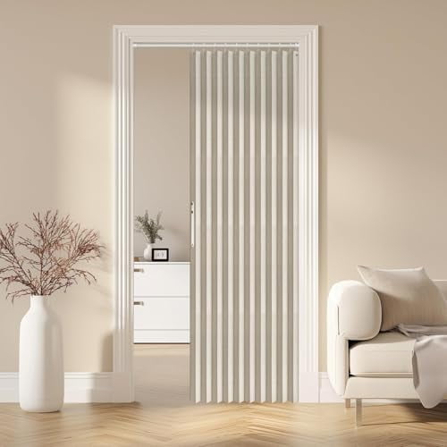 100% Blackout Magnetic Door Curtain Accordion Doors Interior Accordion ...