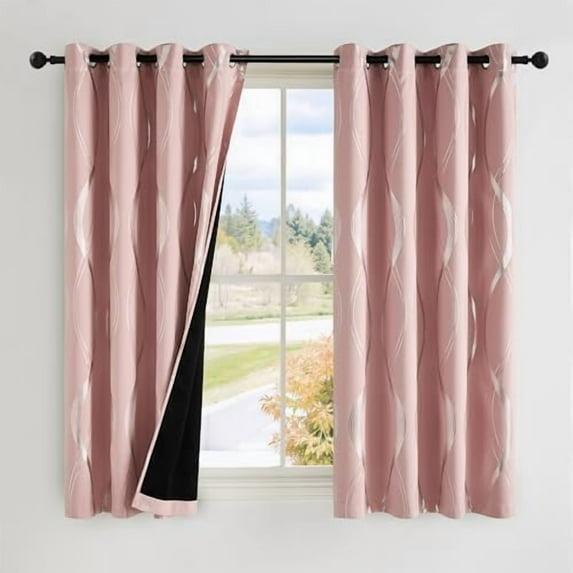 100% Blackout Pink Curtains for Bedroom and Living Room, Easy Care ...