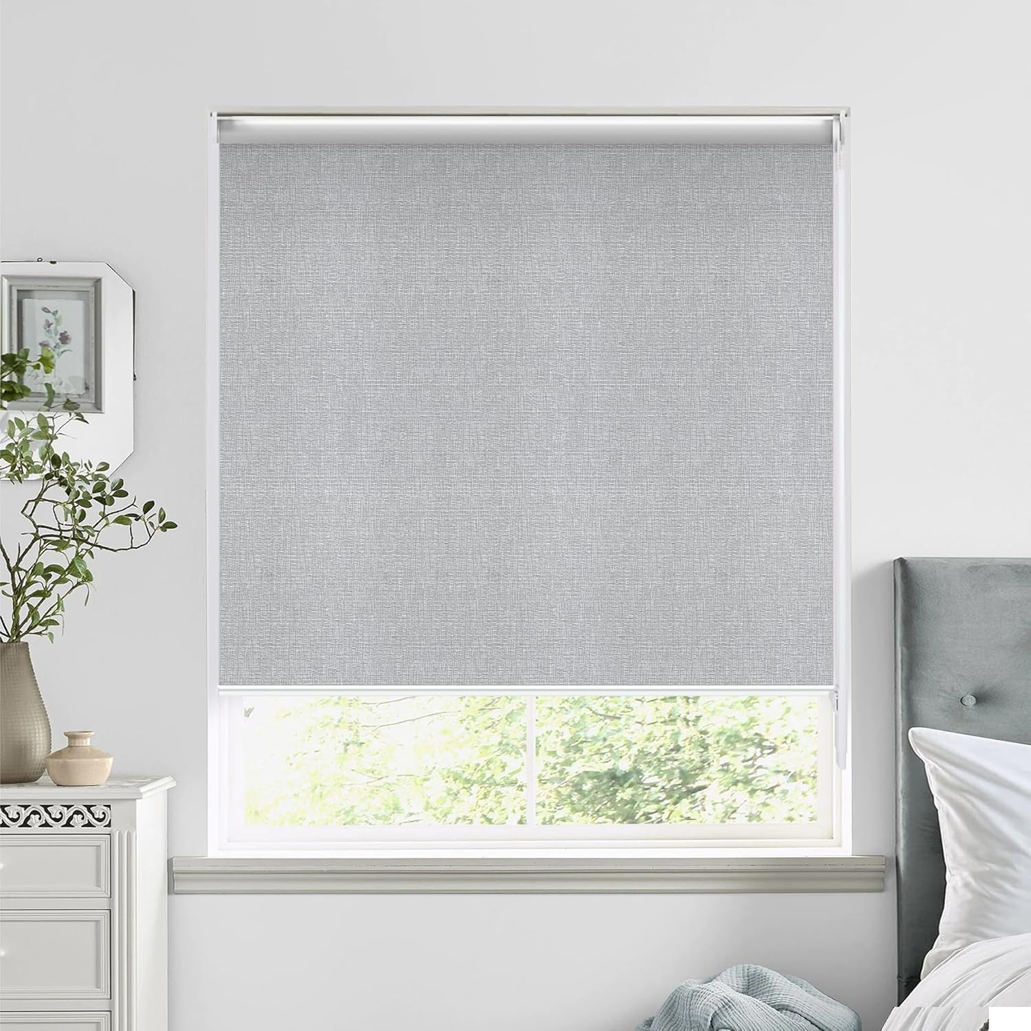 100% Blackout Roller Shade, Striped Jacquard Window Blinds Textured ...