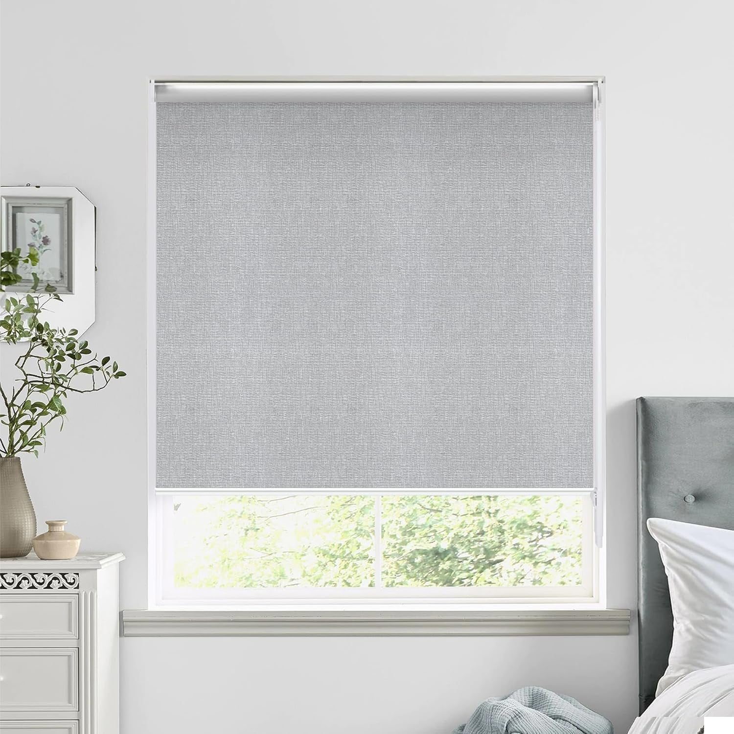 100% Blackout Roller Shade, Striped Jacquard Window Blinds Textured Fabric Roller Blinds, Pull ...