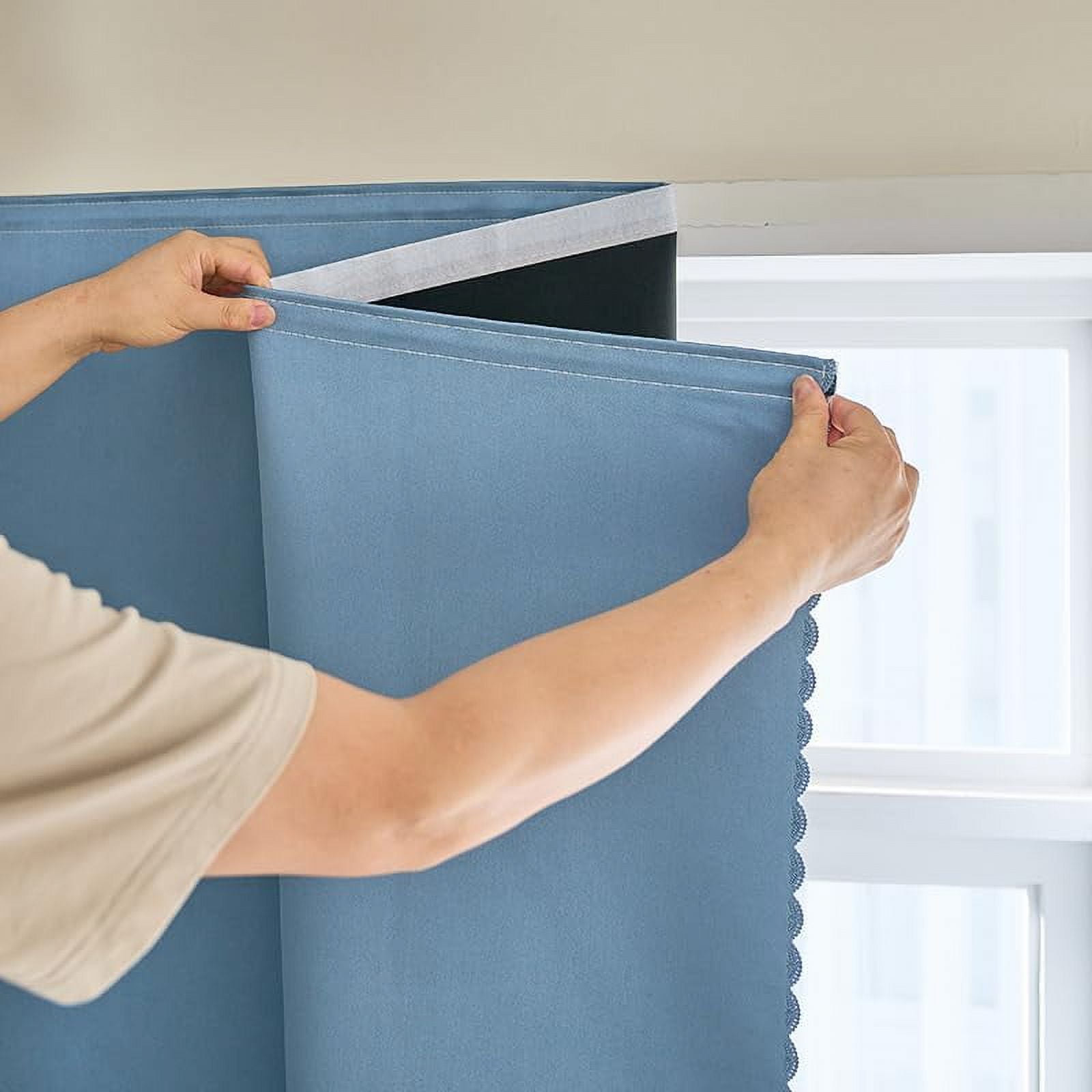 100% Blackout Shades Window Cover Self Adhesive Curtains Sticky Curtain ...