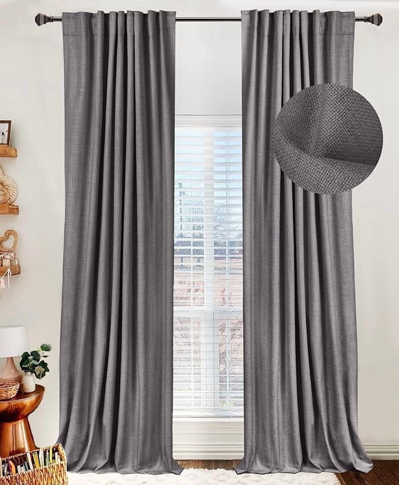 100% Blackout Shield Linen Blackout Curtains for Bedroom 84 Inches Long ...
