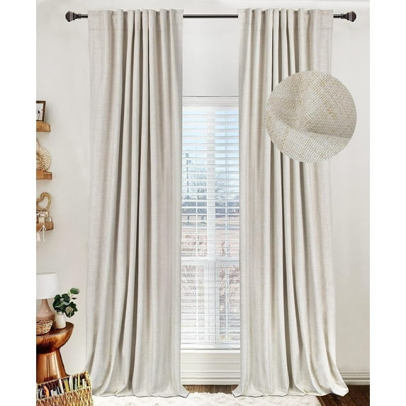 100% Blackout Shield Linen Blackout Curtains for Bedroom 84 Inches Long ...