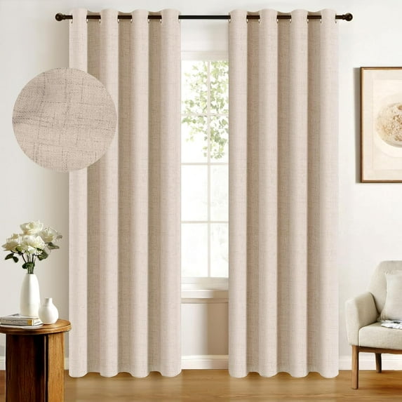 100% Blackout Shield Linen Blackout Curtains for Bedroom, Thermal ...