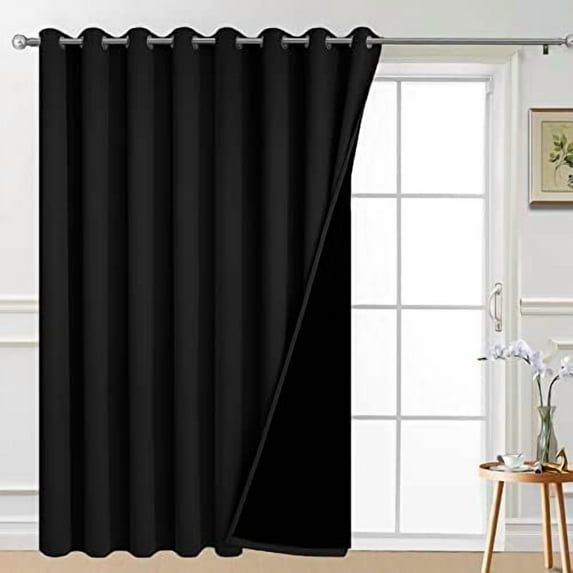 100% Blackout Sliding Door Curtains, Thermal Insulated Grommet Full ...