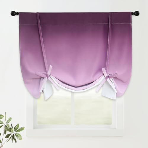 100% Blackout Thermal Insulated Curtains 42x63 Inch - Ombre Purple Tie ...