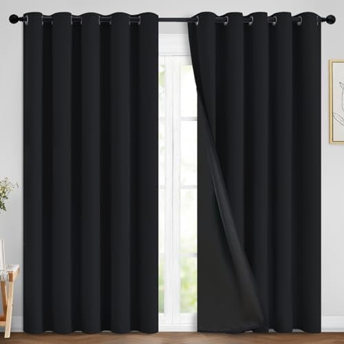 100% Blackout Thermal Insulated Grommet Curtains, Noise Reducing ...