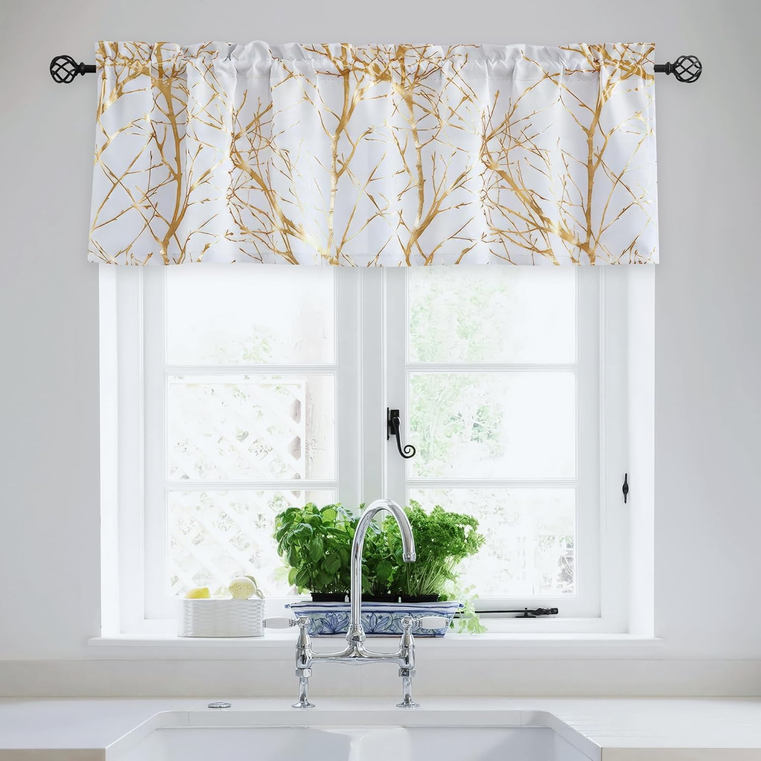 100% Blackout Valance Curtains for Kitchen Bathroom Living Room Curtain ...