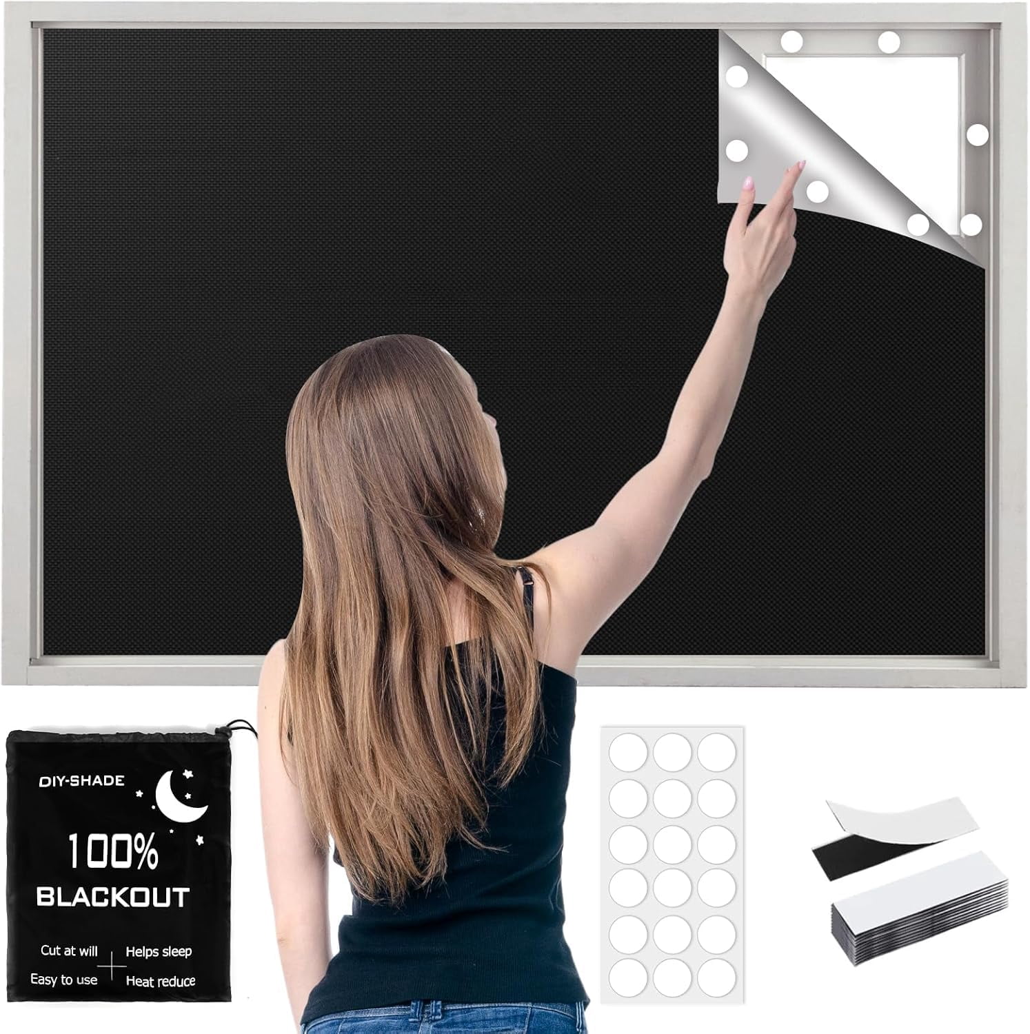 100% Blackout Window Cover, 138" x 57" Portable Ttravel Blackout Shades ...