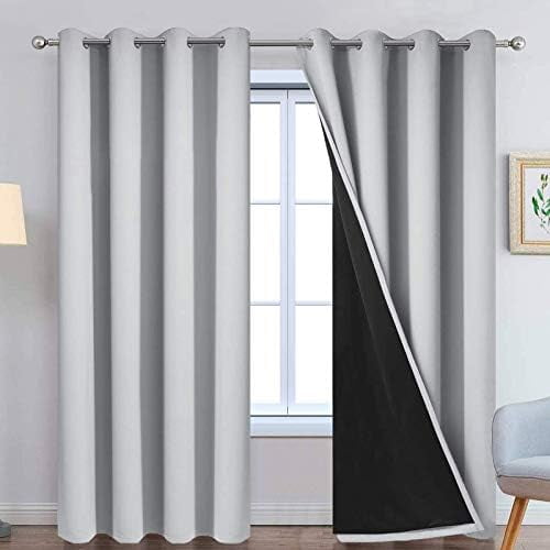 100% Blackout Window Curtain Panels, Heat and Full Light Blocking ...