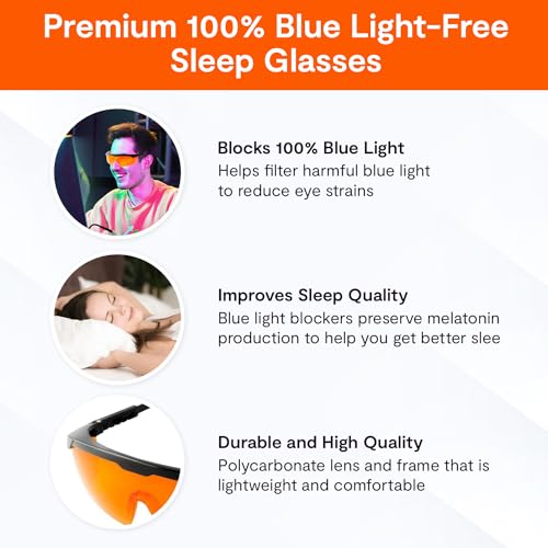 100% Blue Light Blocking Glasses, Amber Wraparound Dual Lenses for ...