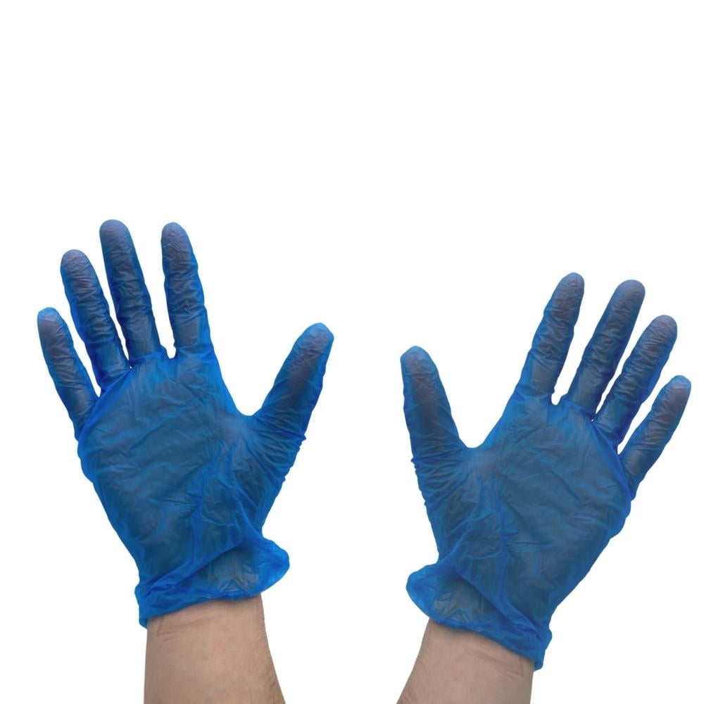 MMBM Medical Exam Vinyl Gloves Small 100 Pack Blue Shield Powder-Free ...