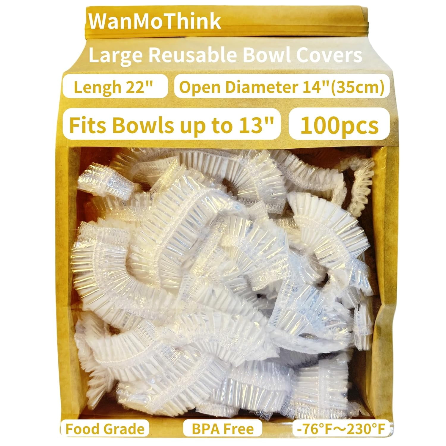 100 Bowl Covers Bread Proofing Extra Large Shower Cap Plastic Wrap for ...