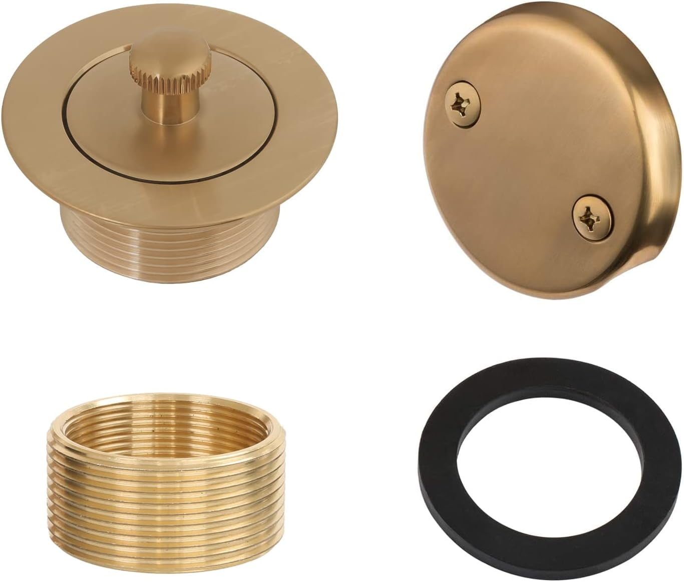 100% Brass Lift and Turn Bathtub Drain Set w/Overflow Plate - Drain ...