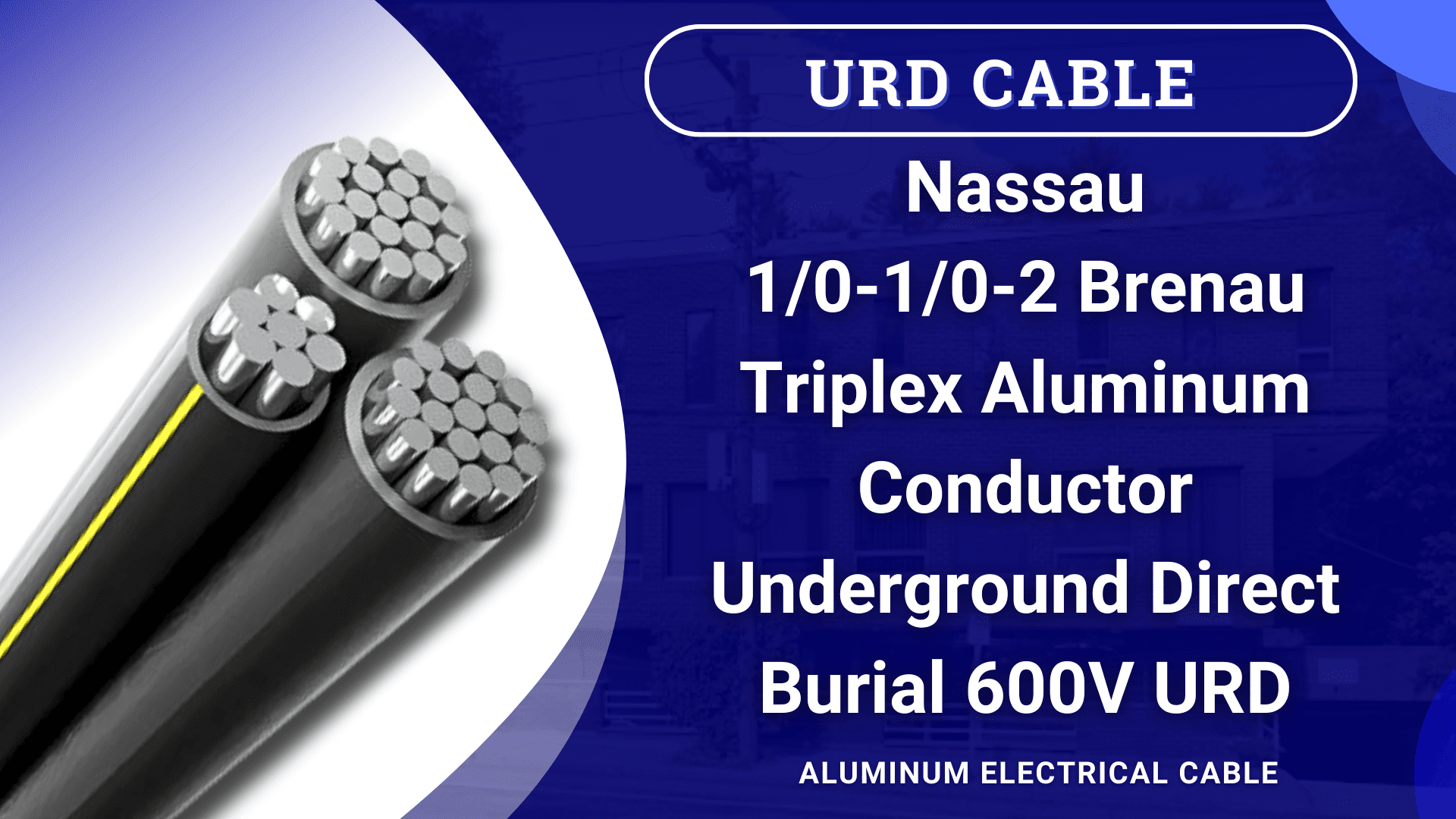 100' Brenau 1/0-1/0-2 Aluminum Triplex URD Direct Burial Cable ...